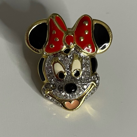 Jewelry | Disney Minnie Mouse Novelty Pin With Rhinestones | Poshmark